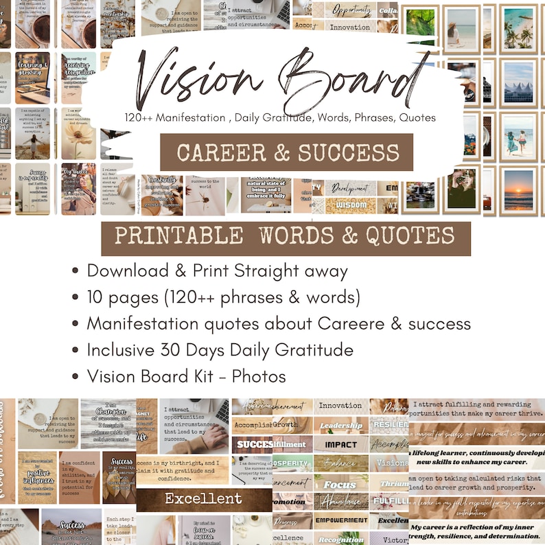 Printable Vision Board Manifesting Career Success Manifestation Success Vision Board Manifesting ...