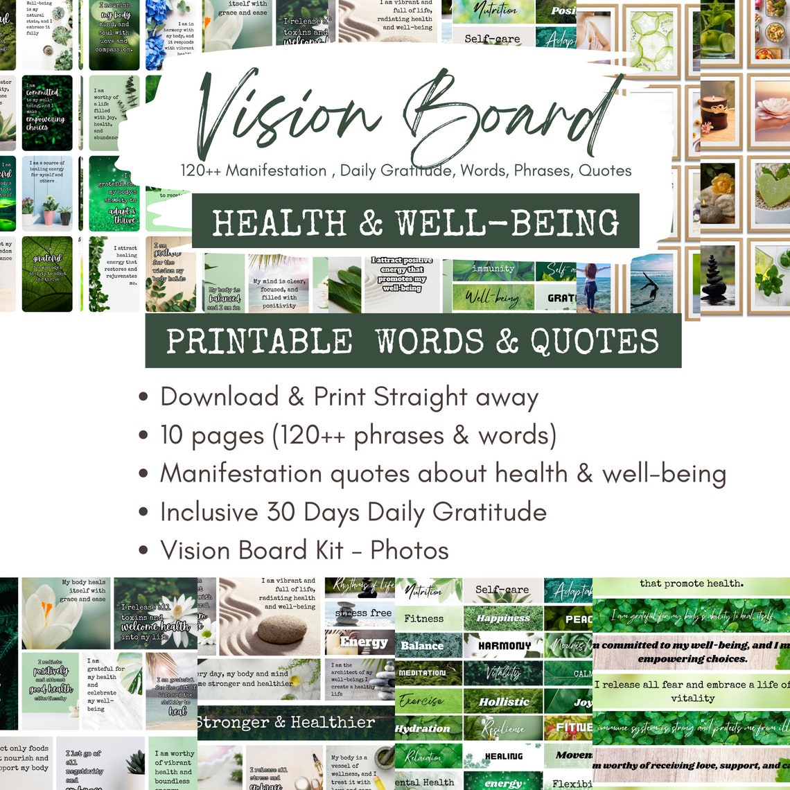 Printable Vision Board Manifesting Good Health and Well Being Manifest ...