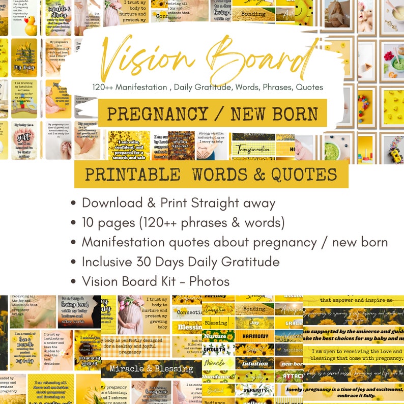 Vision Board Printable Manifesting Pregnancy Journey, Manifesting ...