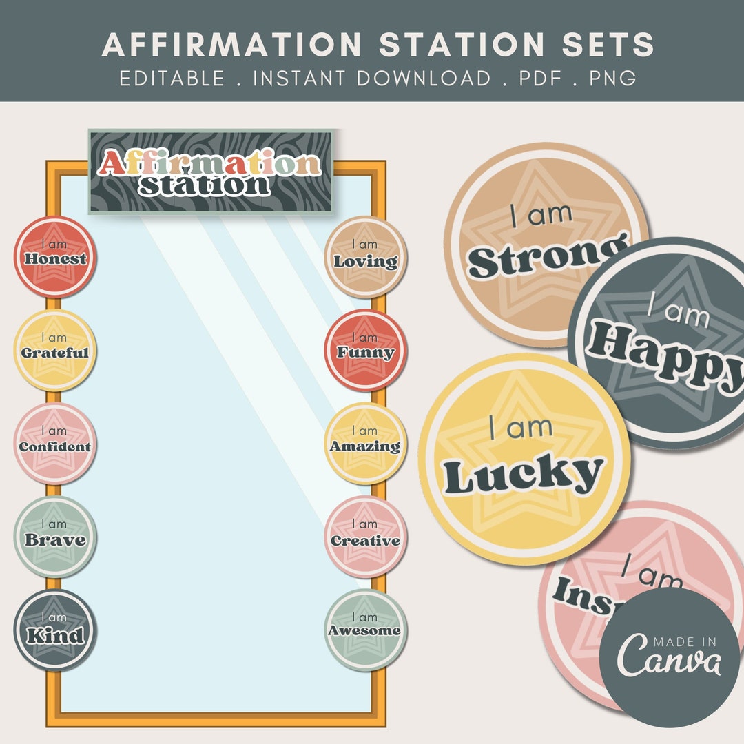 Editable Classroom Affirmation Station Display Modern Boho - Etsy