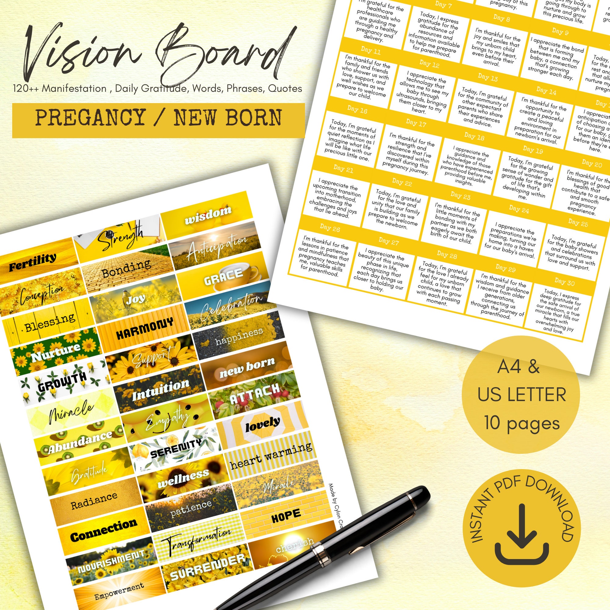 Vision Board Printable Manifesting Pregnancy Journey, Manifesting ...