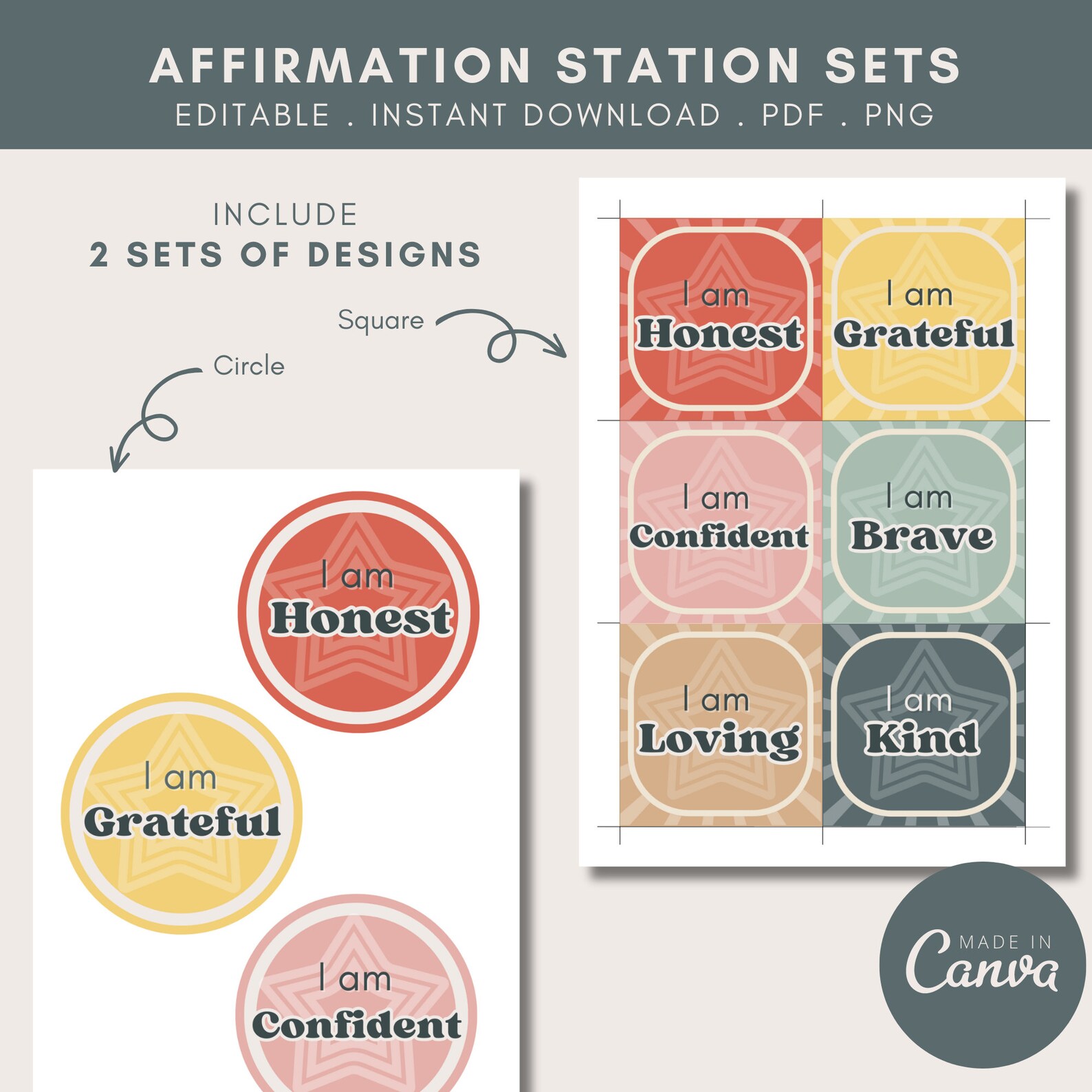 Modern Boho Classroom Affirmation Station (canva Editable, Digital ...