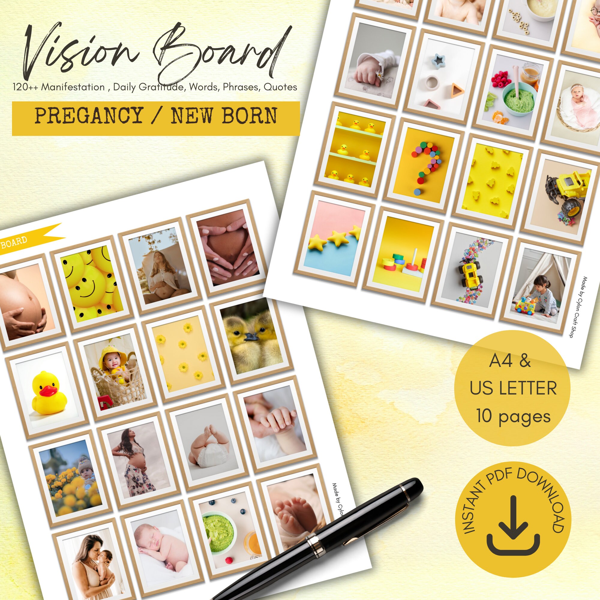 Vision Board Printable Manifesting Pregnancy Journey, Manifesting ...
