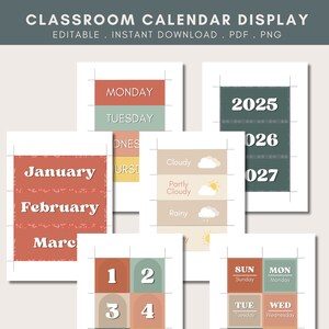 Editable Classroom Calendar Display for Pocket Chart Weather Station ...