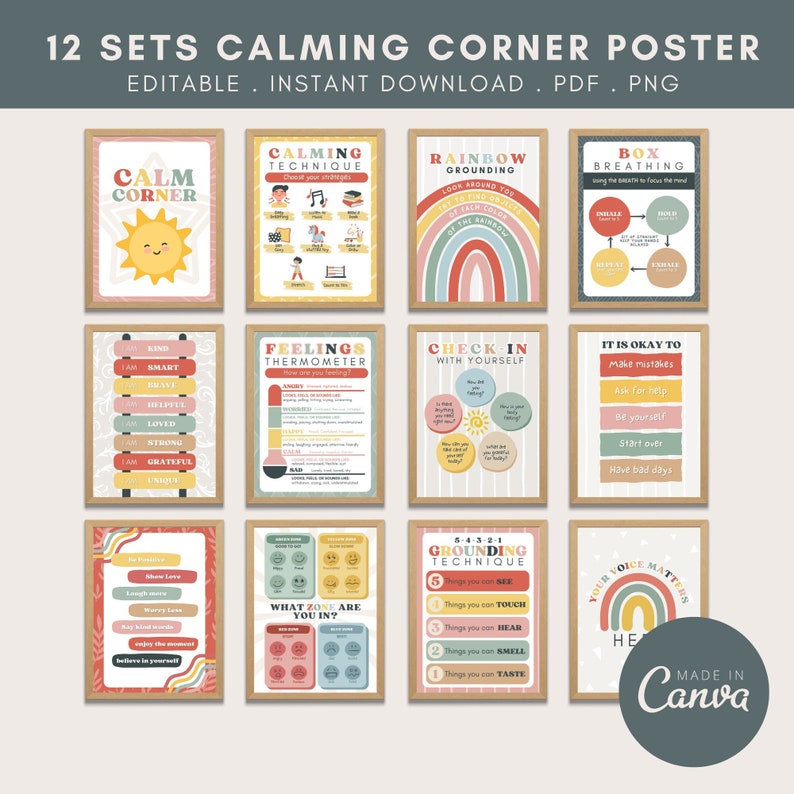 Editable Calming Corner Posters Calming Corner Printable Sets Modern ...