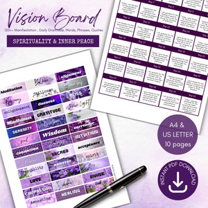Printable Vision Board Manifesting Inner Peace Manifesting Spirituality ...