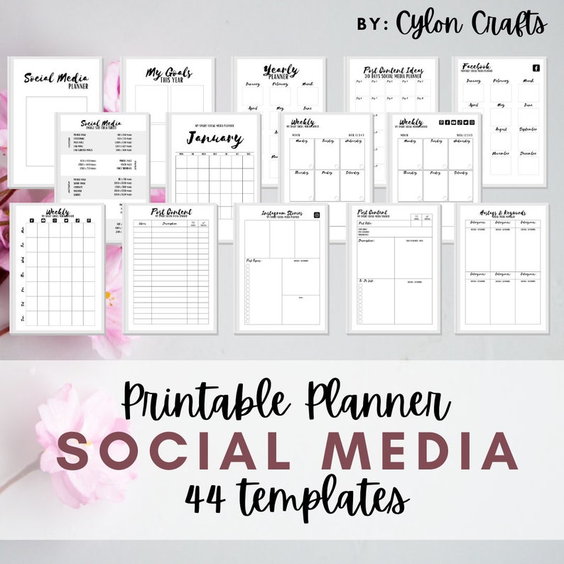 Printable Smart Social Media Planner, Post Content Ideas Tracker ...