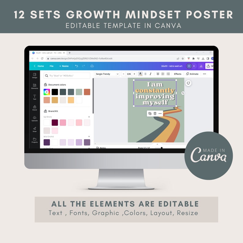 Editable Growth Mindset Poster Gallery Sets Bundle Positivity Poster in ...