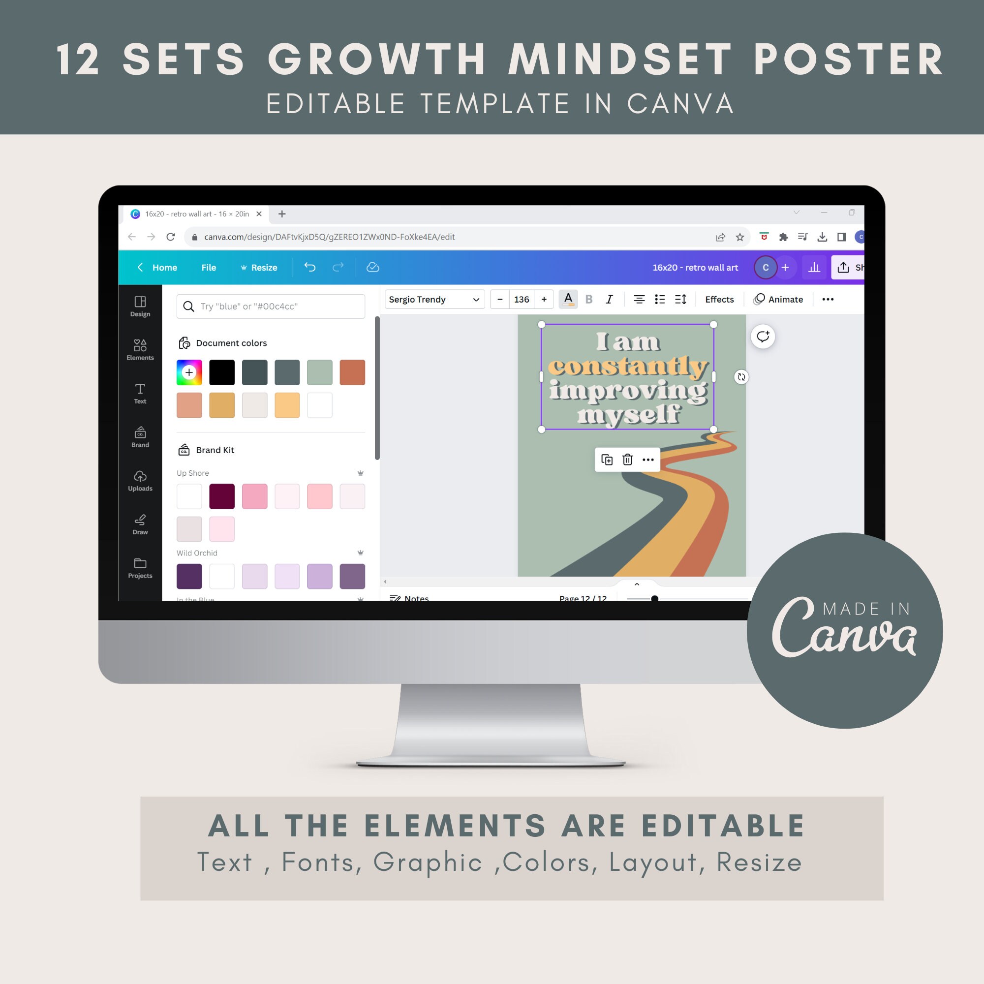 Editable Growth Mindset Poster Gallery Sets Bundle Positivity Poster in ...