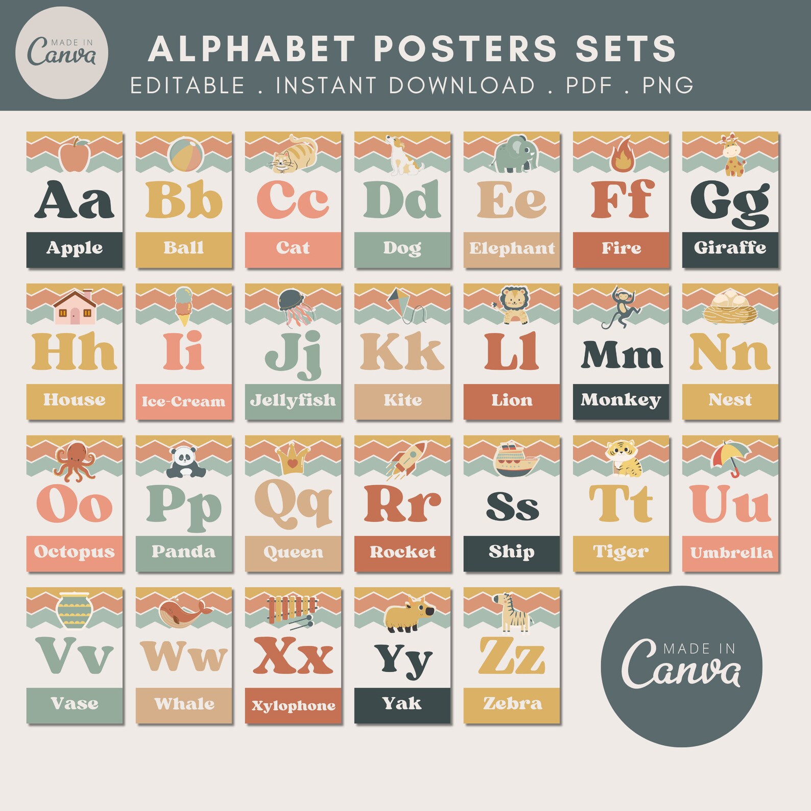 Editable Alphabet Classroom Posters Sets Alphabet for Classroom Decor ...