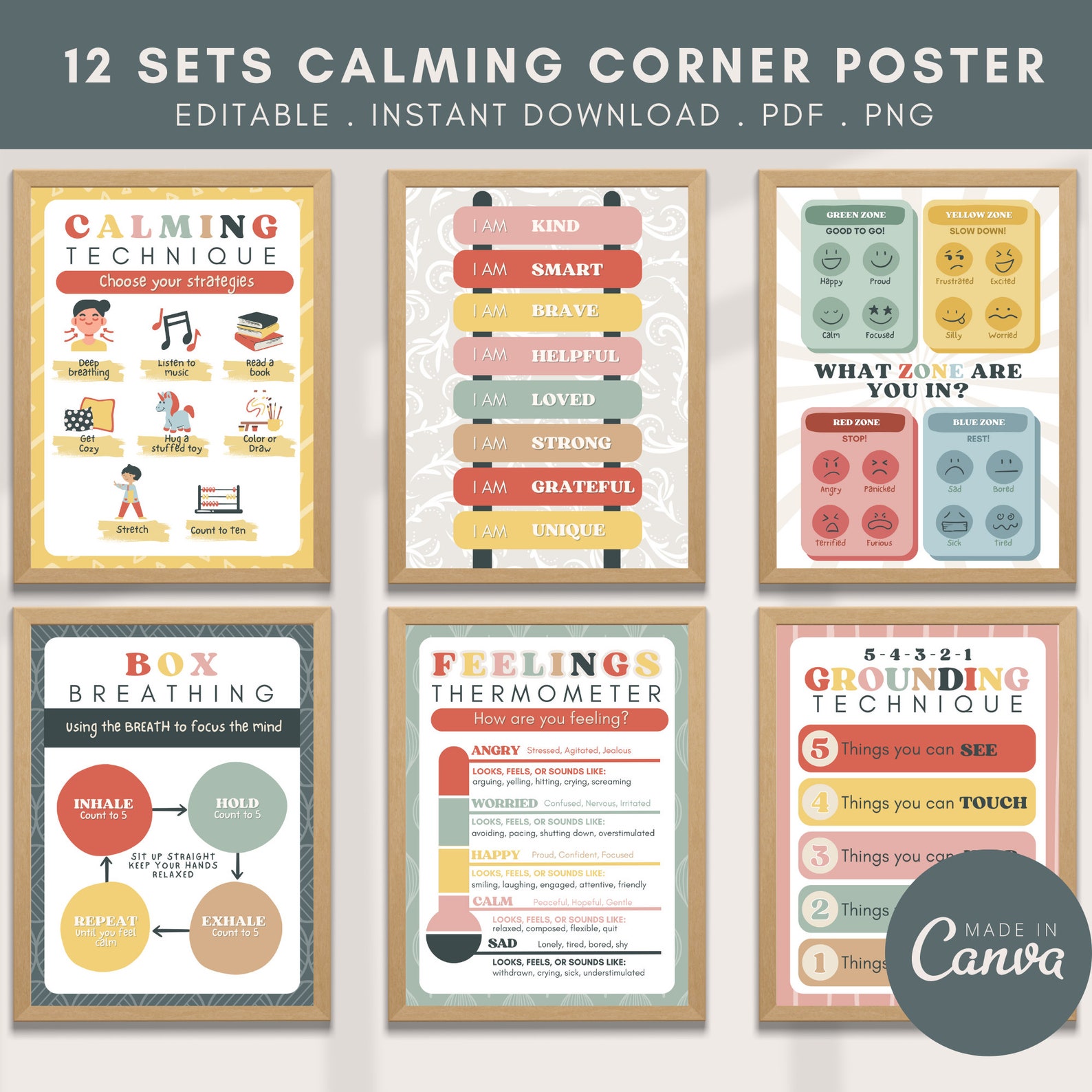 Editable Calming Corner Posters Calming Corner Printable Sets Modern ...