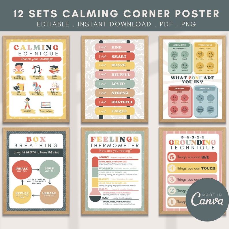 Editable Calming Corner Posters Calming Corner Printable Sets Modern ...