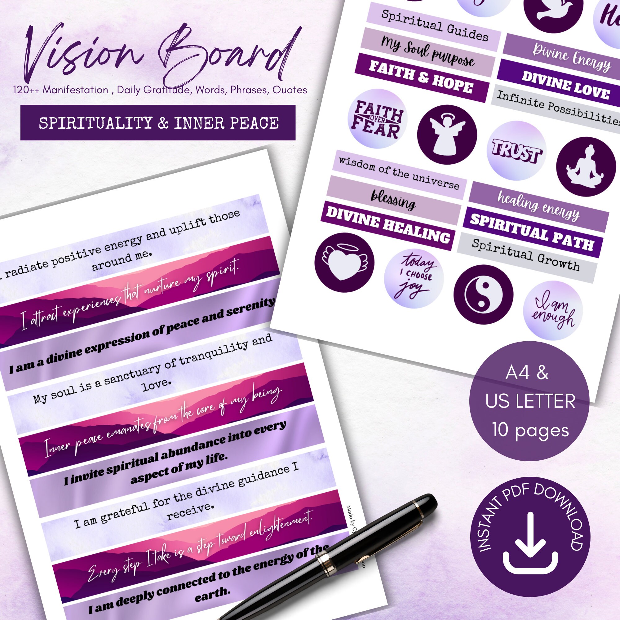 Printable Vision Board Manifesting Inner Peace Manifesting Spirituality ...