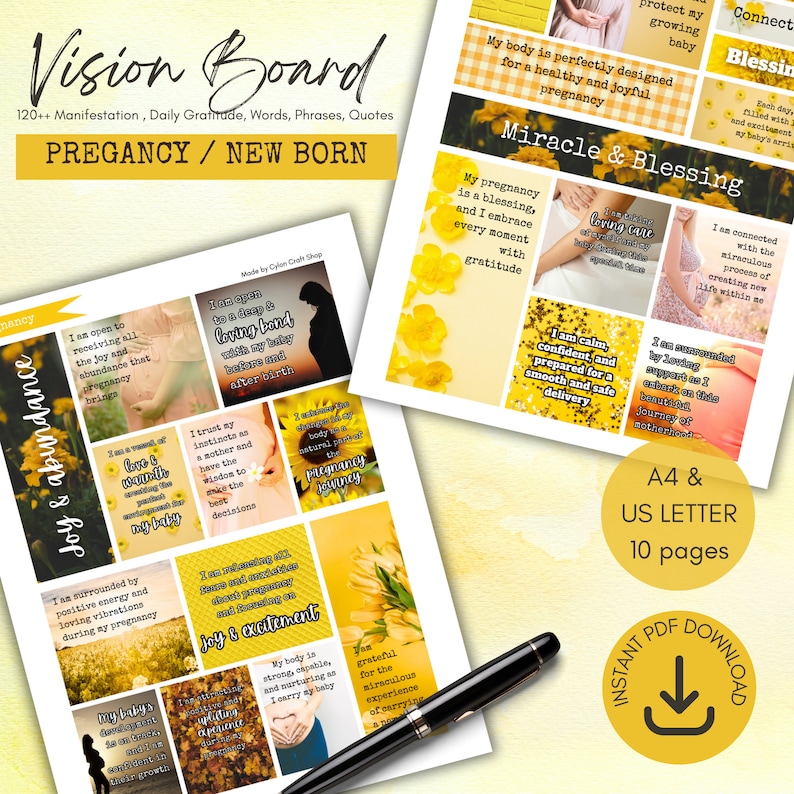 Vision Board Printable Manifesting Pregnancy Journey, Manifesting ...