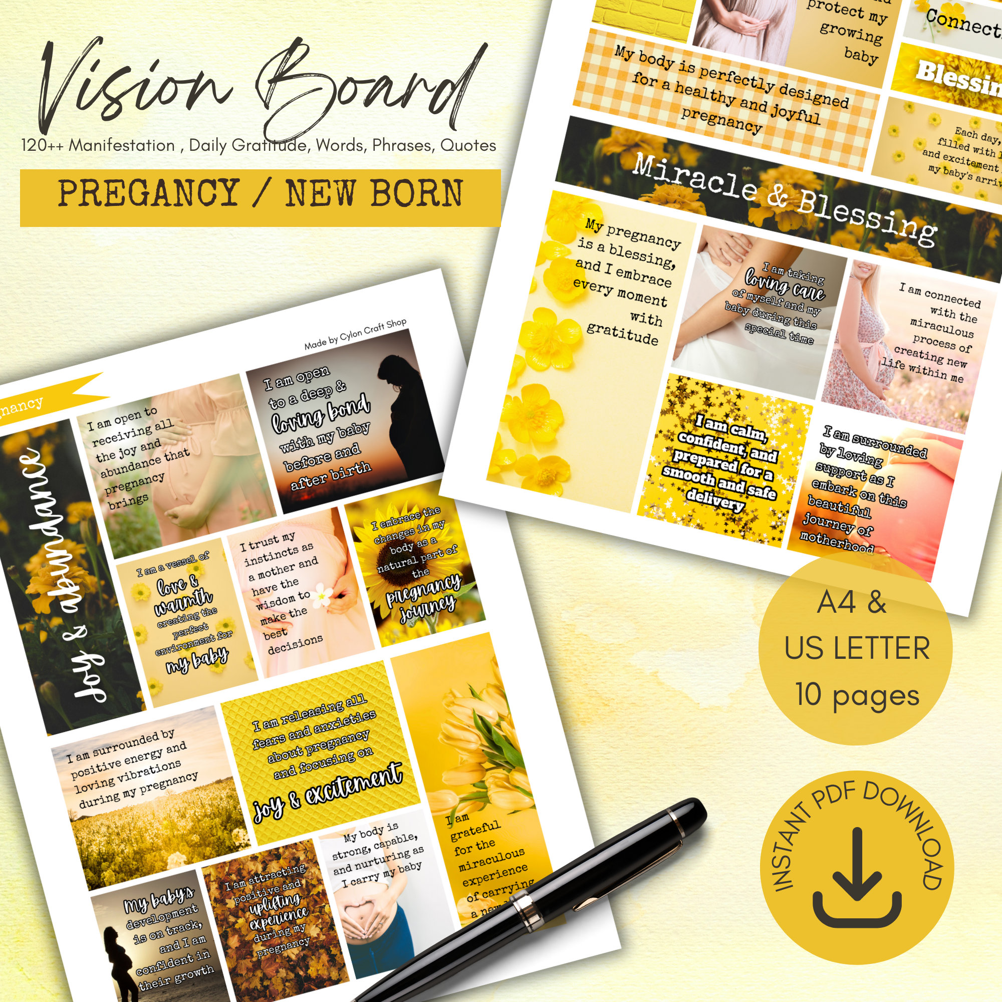 Vision Board Printable Manifesting Pregnancy Journey, Manifesting ...