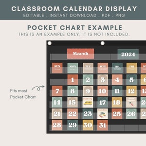 Editable Classroom Calendar Display for Pocket Chart Weather Station ...
