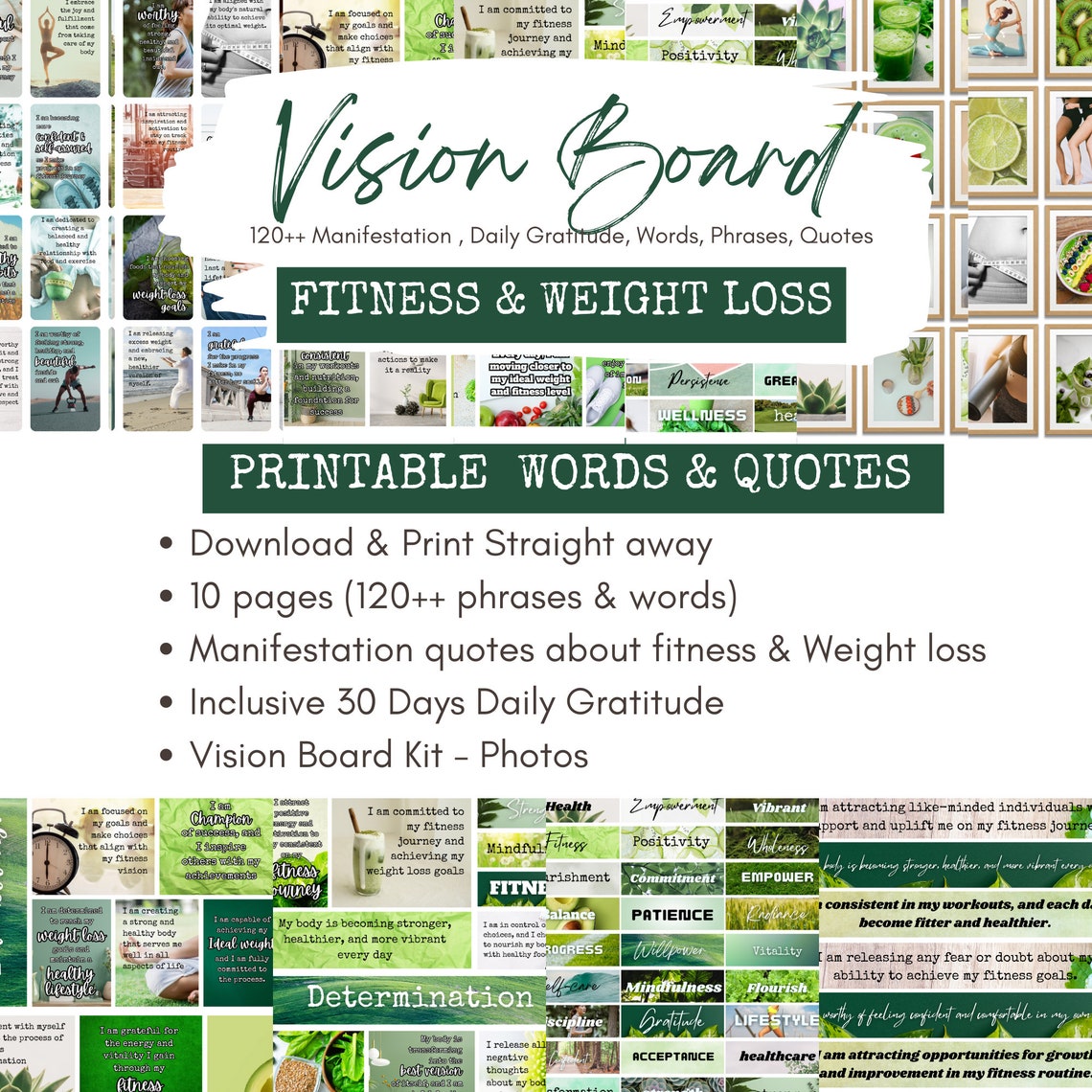 Printable Vision Board Kit Manifesting Weight Loss Manifestation ...
