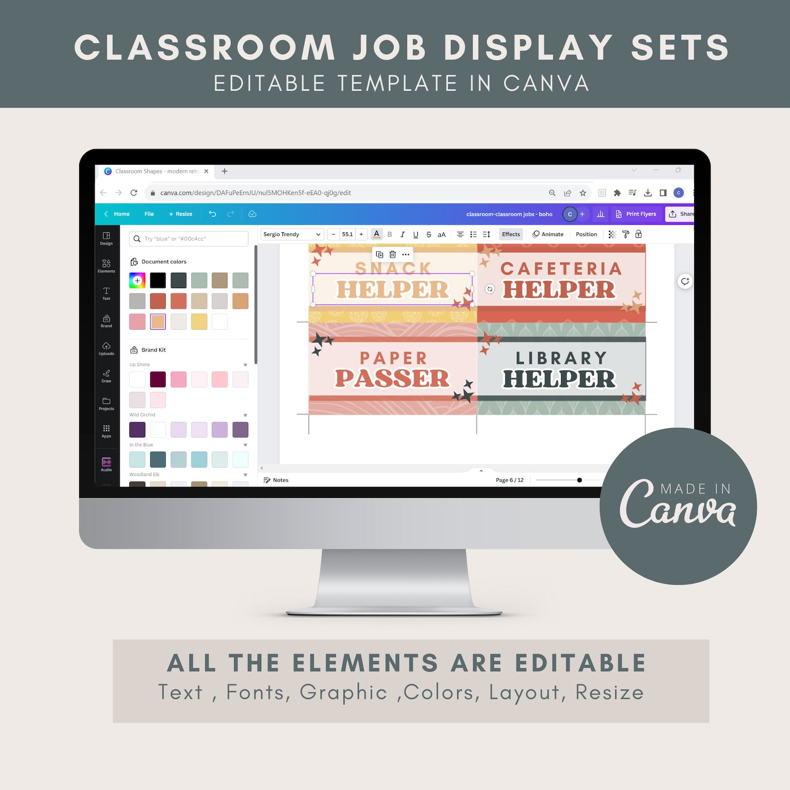 Modern Boho Classroom Jobs Display, Editable (digital Download) - Etsy