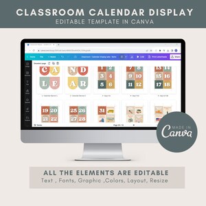Boho Classroom Calendar Display With Weather Station (canva Editable ...