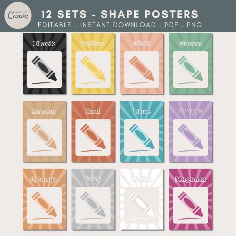 Editable Classroom Shapes and Colors Printable Display on Canva Modern ...
