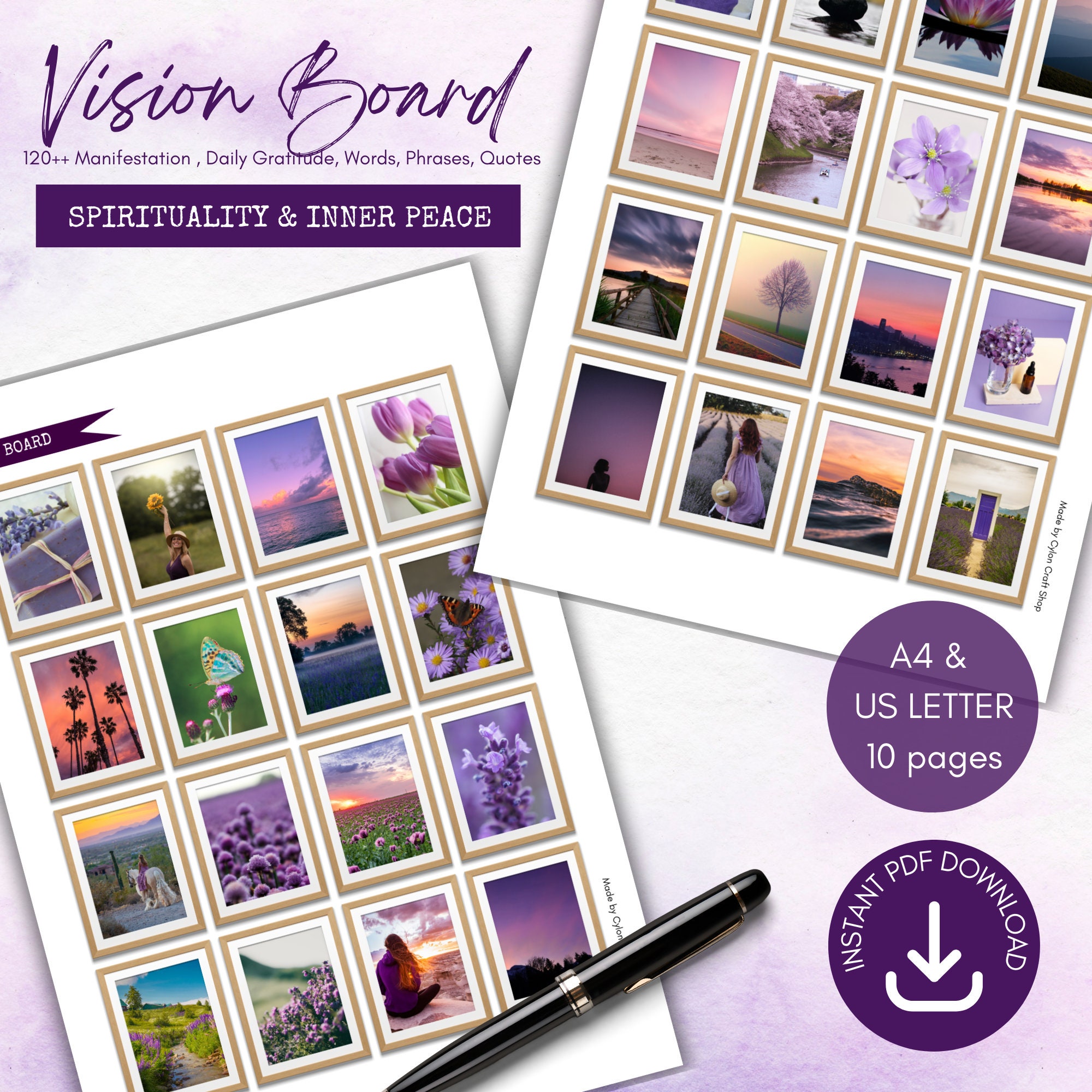 Printable Vision Board Manifesting Inner Peace Manifesting Spirituality ...