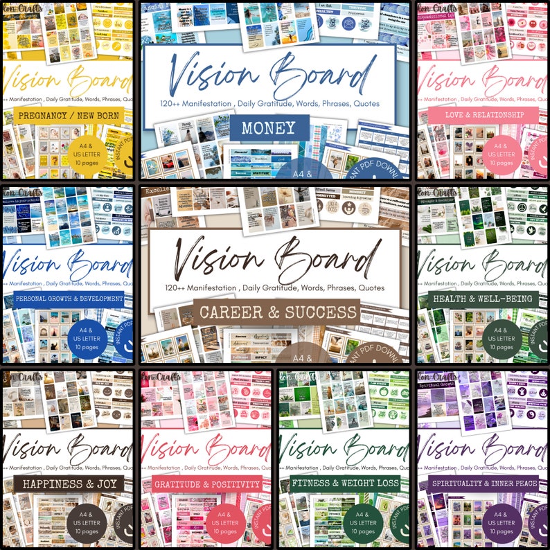 2024 Printable Vision Board For Manifesting Your Dream Life Vision