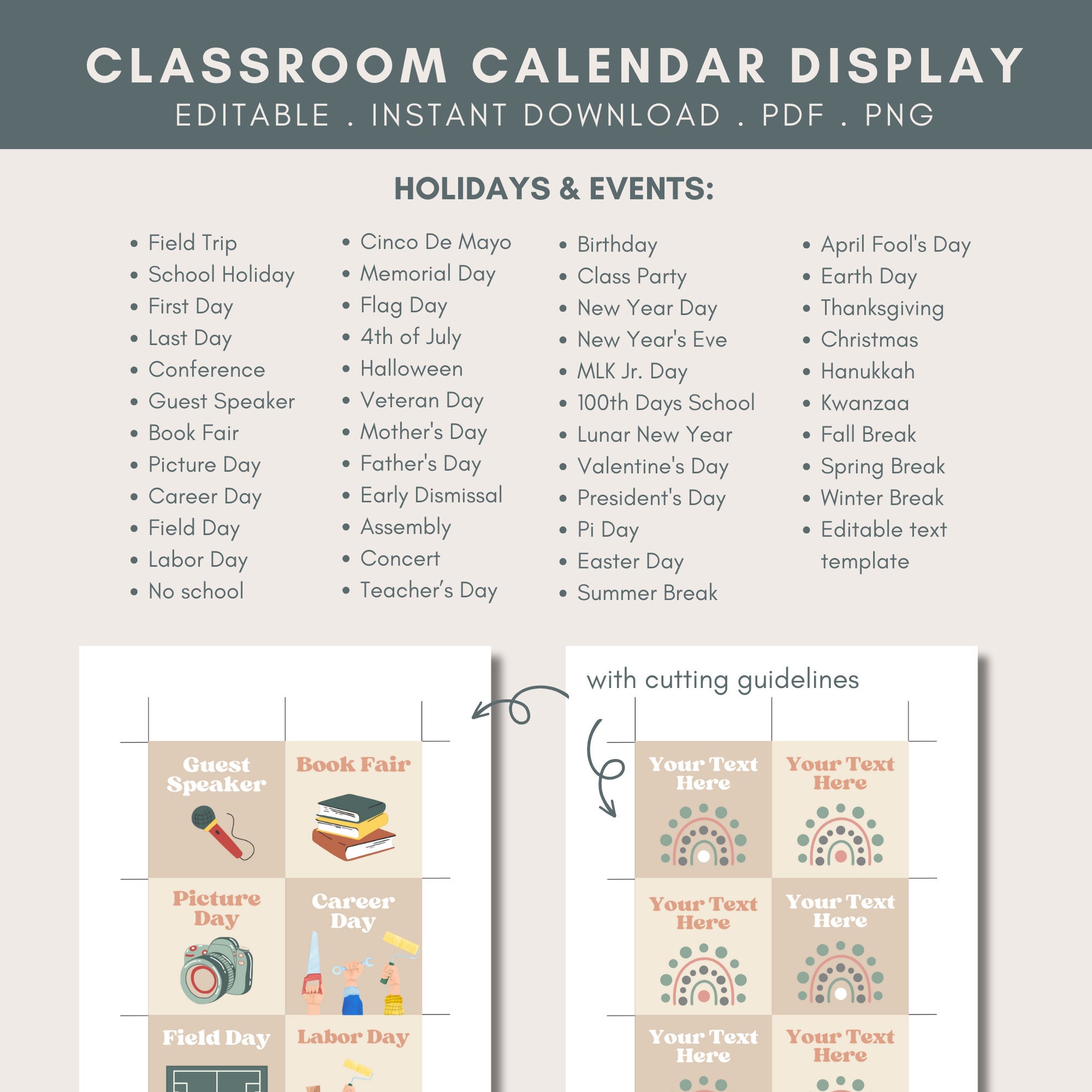 Editable Classroom Calendar Display for Pocket Chart Weather Station ...