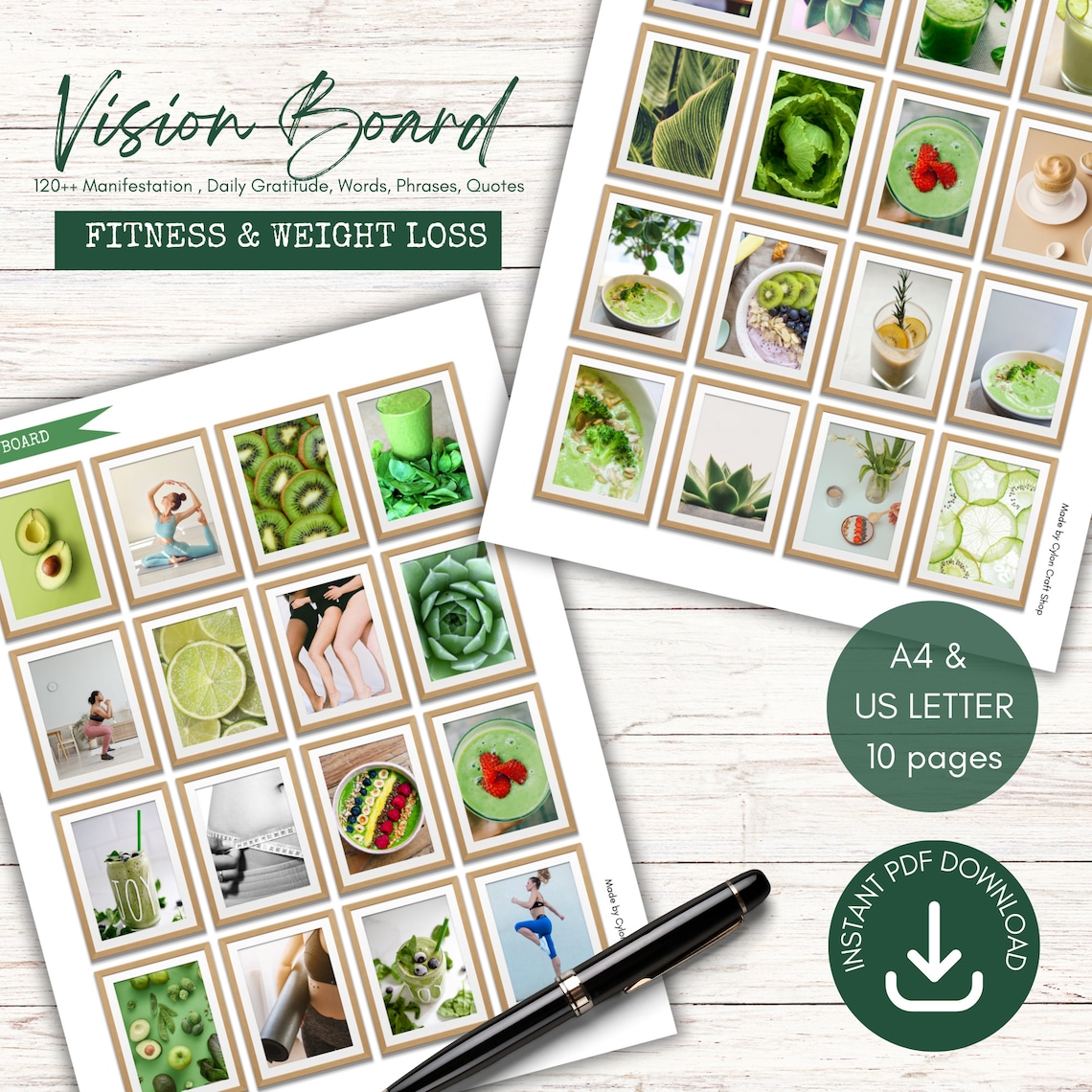 Printable Vision Board Kit Manifesting Weight Loss Manifestation ...