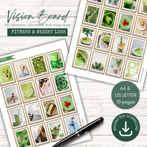 Printable Vision Board Kit Manifesting Weight Loss Manifestation ...