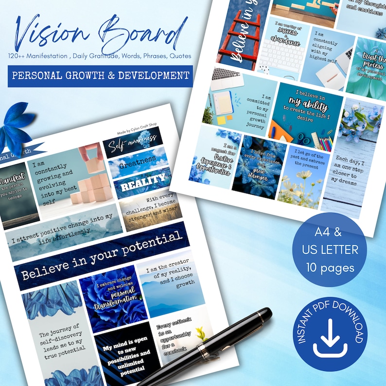 Printable Vision Board Manifesting Personal Growth Manifest Personal ...