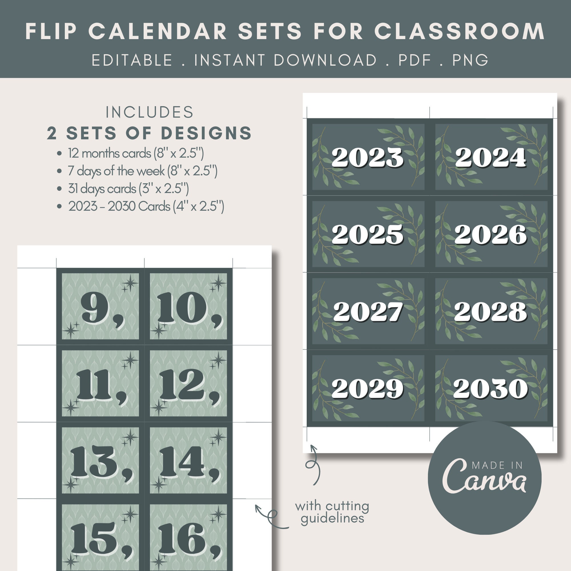 Editable Classroom Flip Calendar Display Sets Classroom Decor Modern ...
