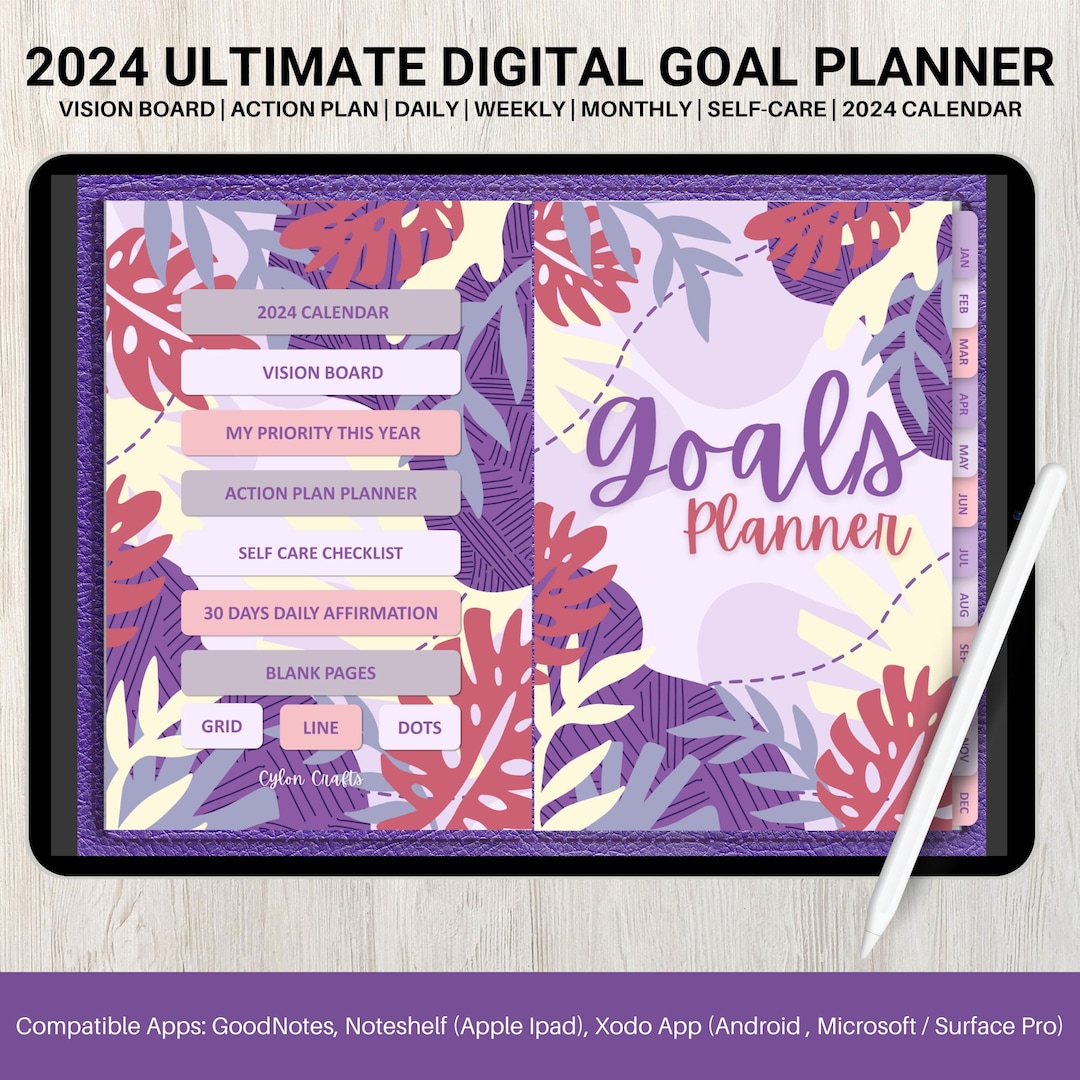 Digital Productivity Goal Planner 2024 Vision Board Goal - Etsy