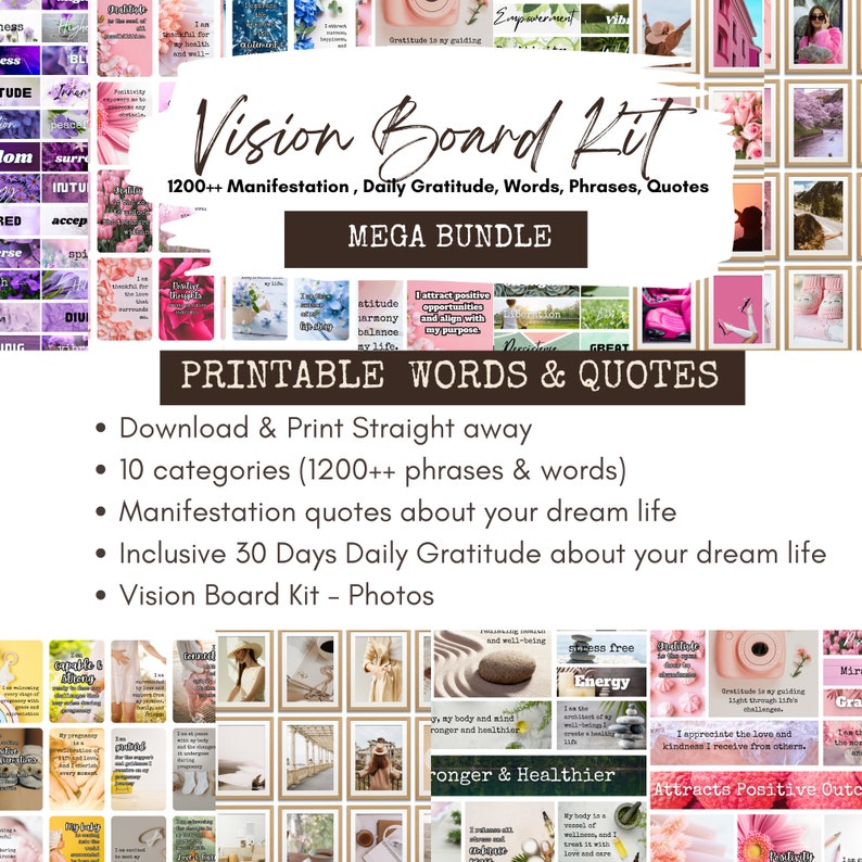 2024 Printable Vision Board for Manifesting Your Dream Life, Vision ...