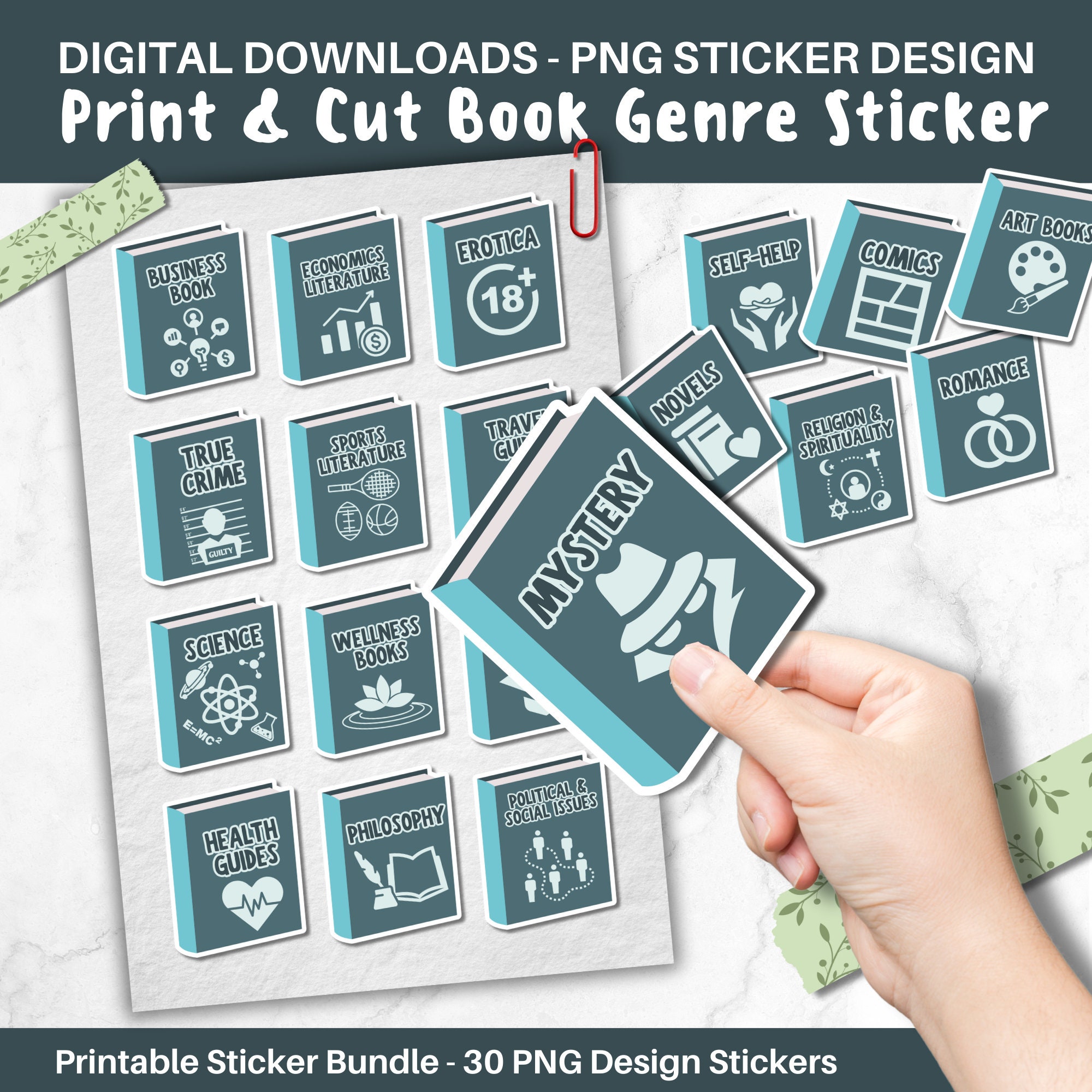 Digital Reading Stickers, Print and Cut Reading Book Stickers, Reading ...