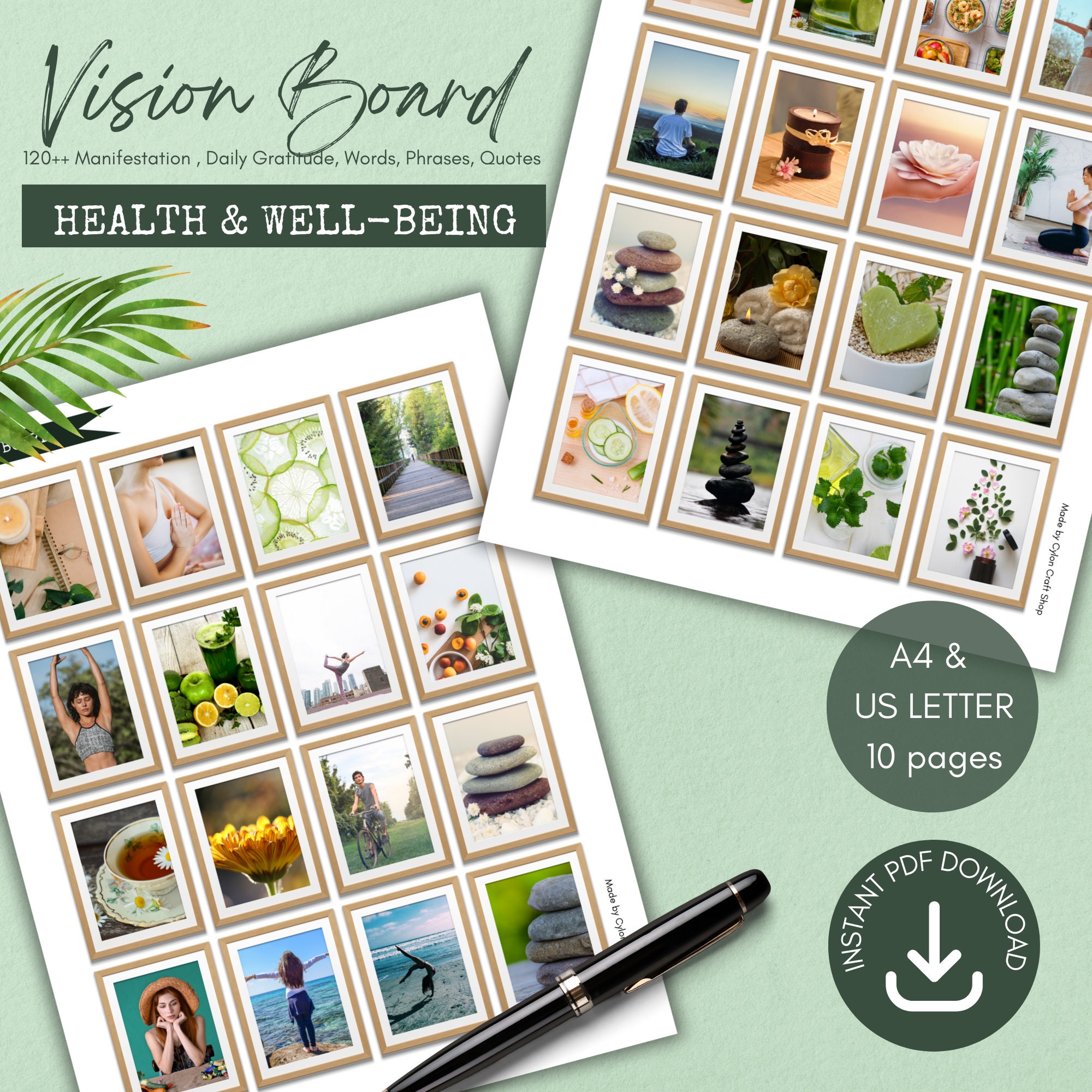 Printable Vision Board Manifesting Good Health and Well Being Manifest ...