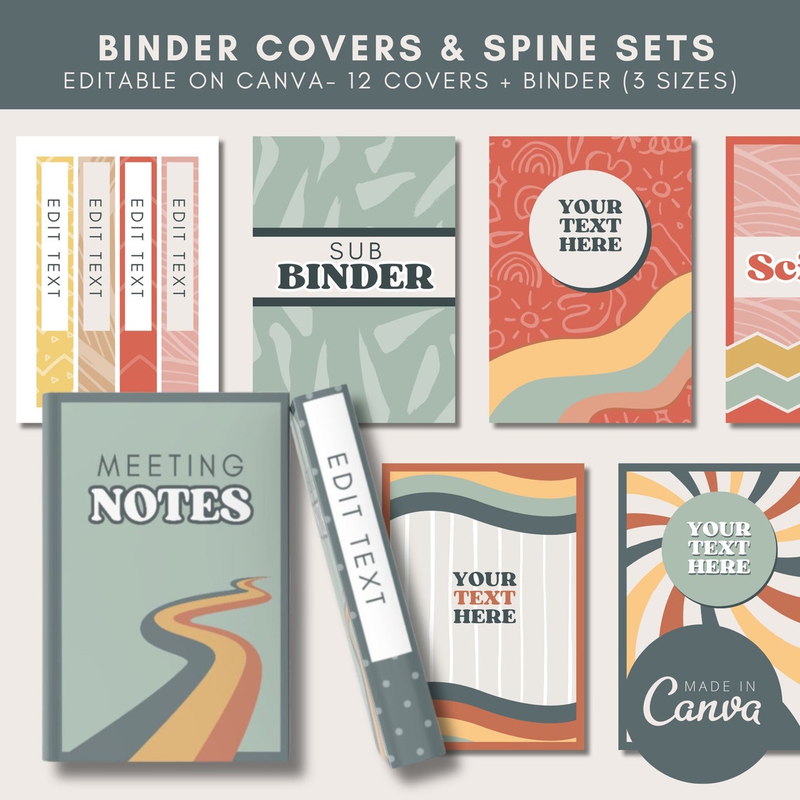 Editable Classroom Binder Covers and Spines Modern Boho Teacher ...