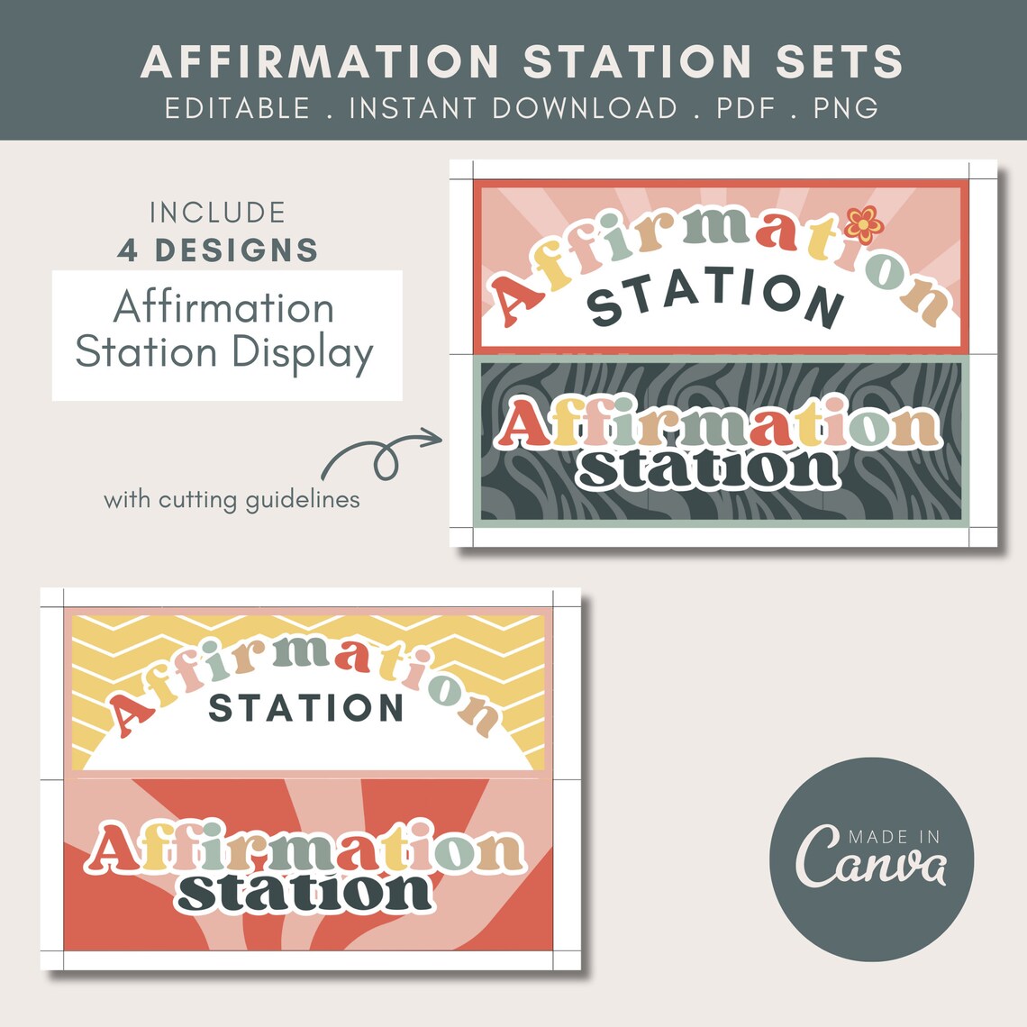 Modern Boho Classroom Affirmation Station (canva Editable, Digital ...