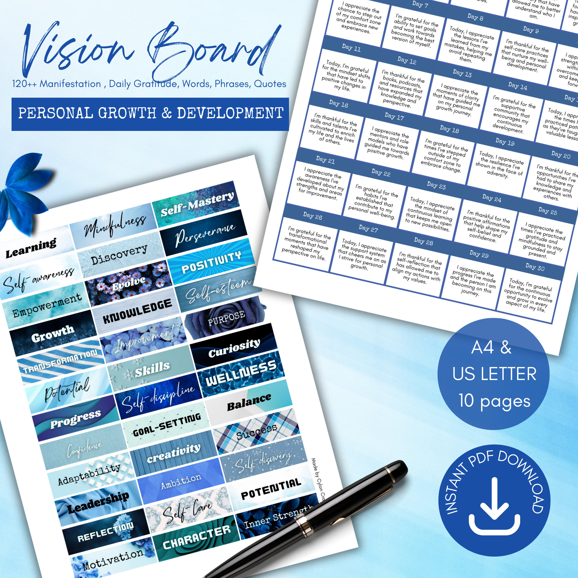 Printable Vision Board Manifesting Personal Growth Manifest Personal ...