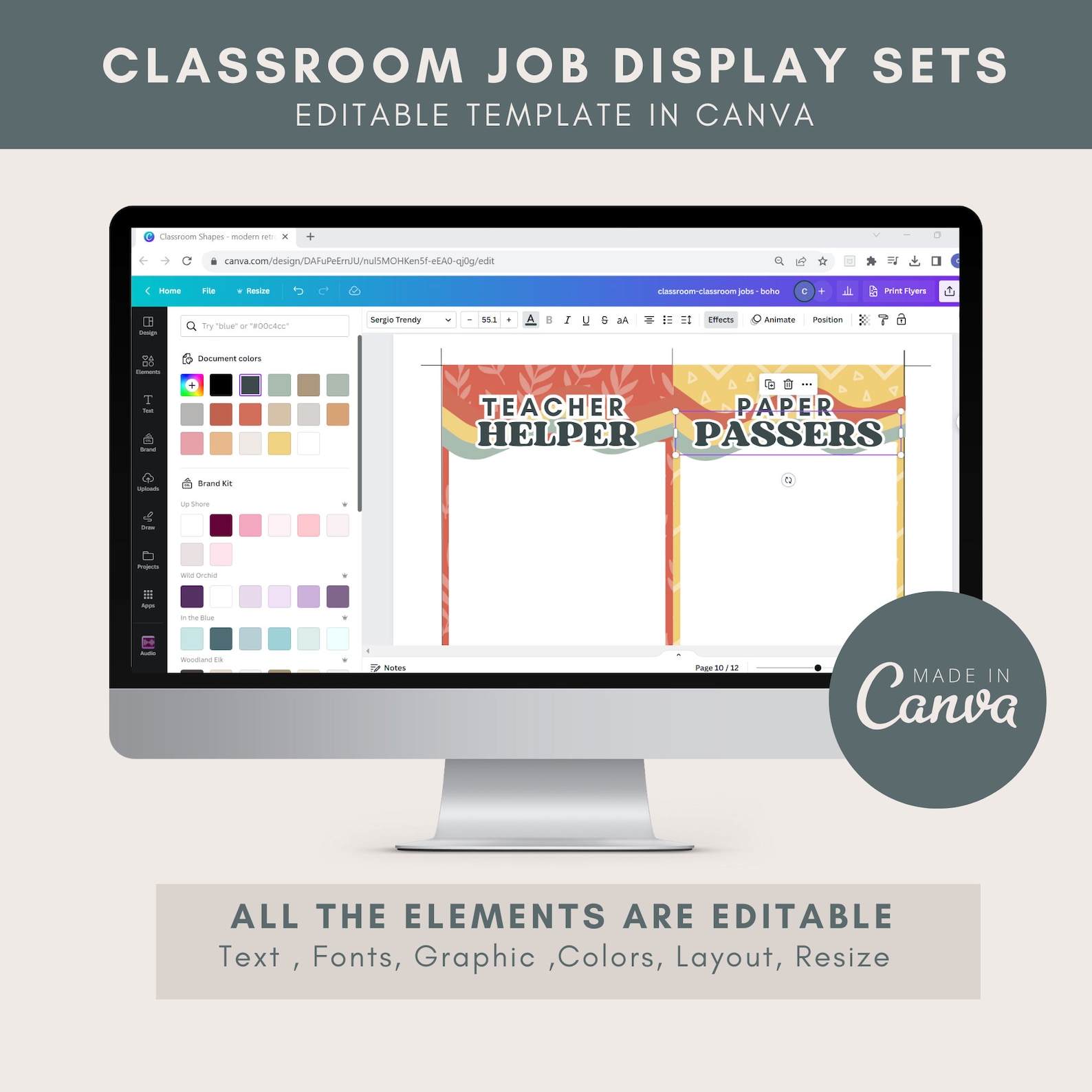 Modern Boho Classroom Jobs Display, Editable (digital Download) - Etsy