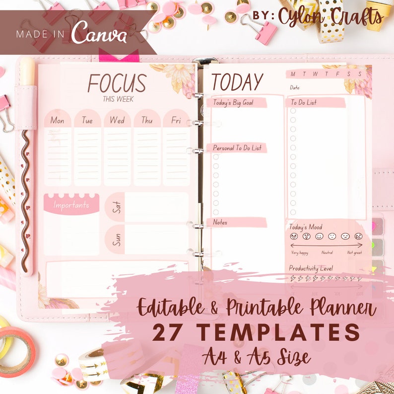 INSTANT DOWNLOAD Canva Planner Printable Productivity | Etsy UK