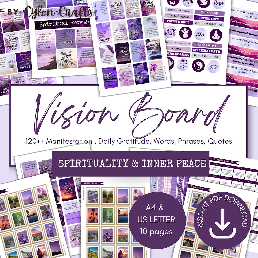 Printable Vision Board Manifesting Inner Peace Manifesting Spirituality ...