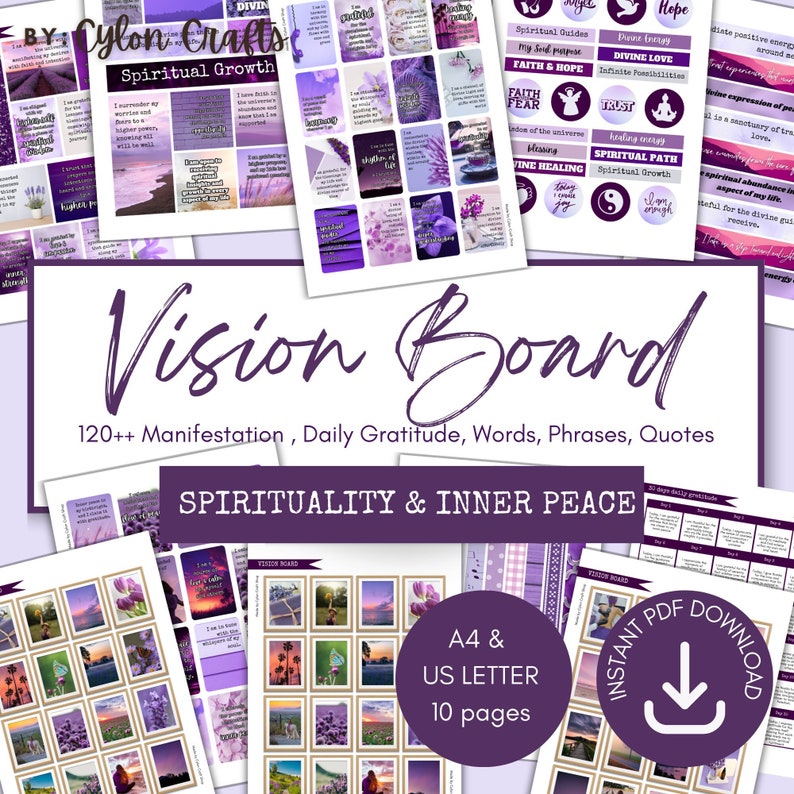 Printable Vision Board Manifesting Inner Peace Manifesting Spirituality ...