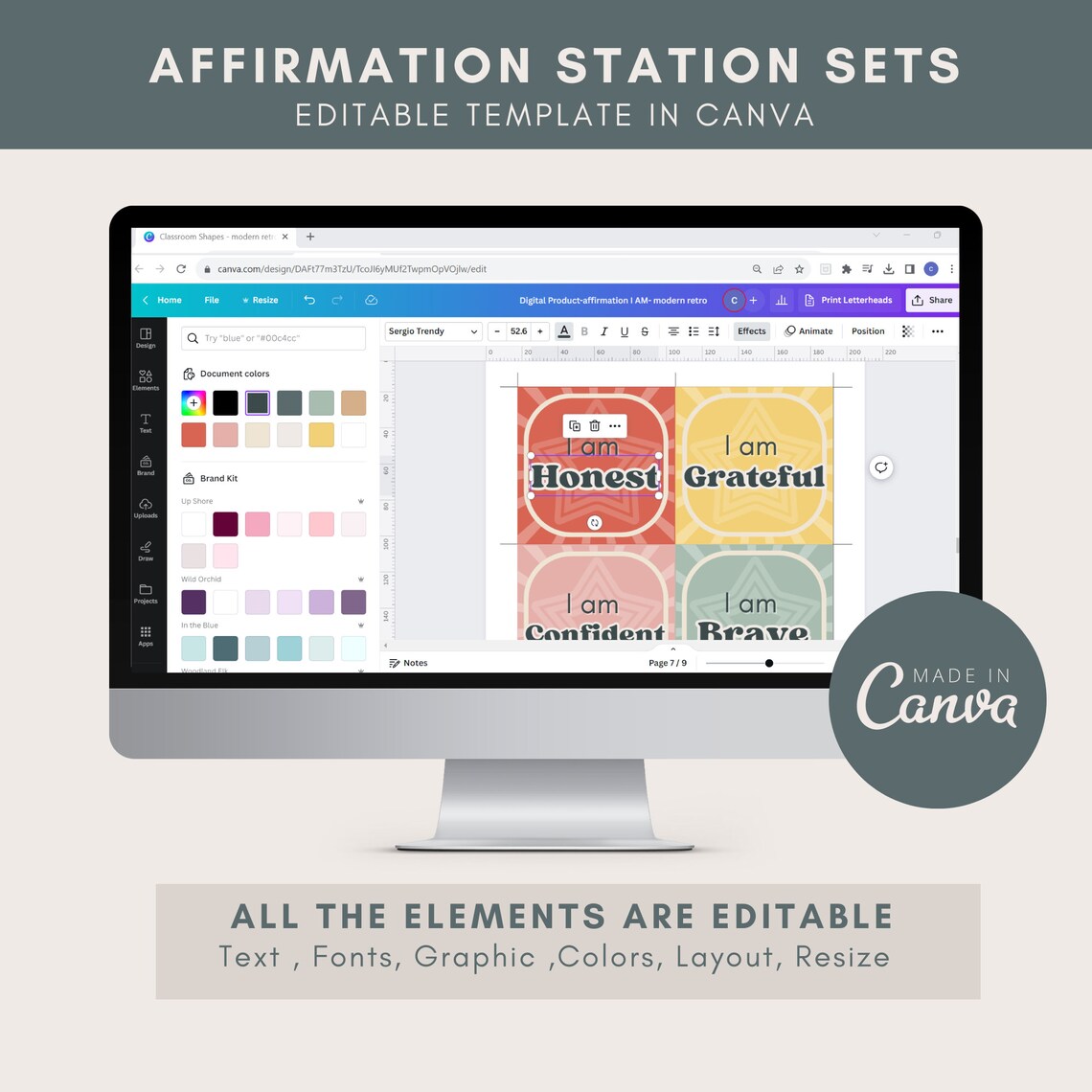 Editable Classroom Affirmation Station Display Modern Boho Classroom ...