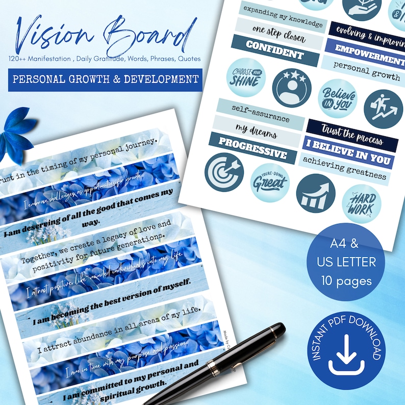 Printable Vision Board Manifesting Personal Growth Manifest Personal ...