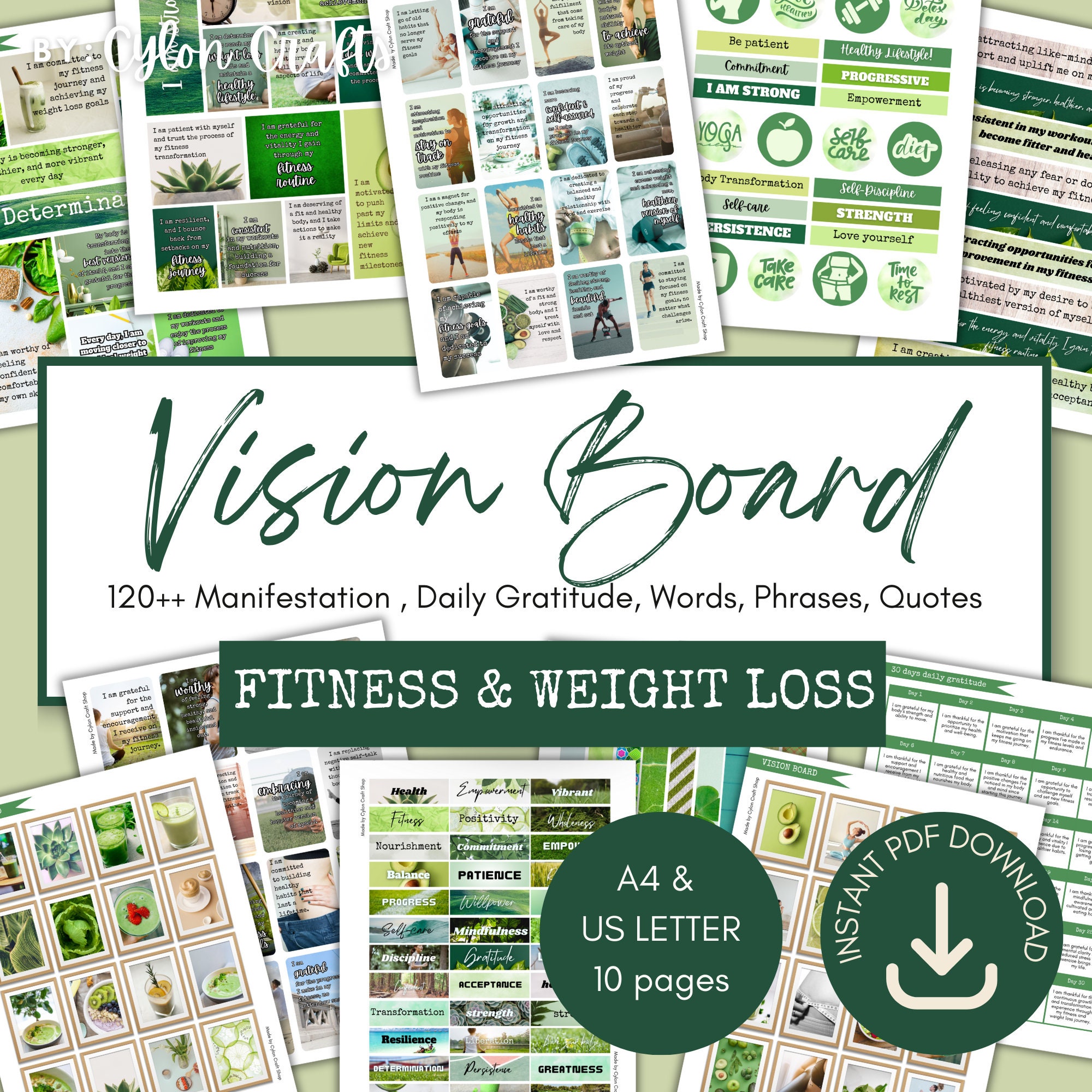 Printable Vision Board Kit Manifesting Weight Loss Manifestation ...