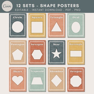 Editable Classroom Shapes and Colors Printable Display on Canva Modern ...