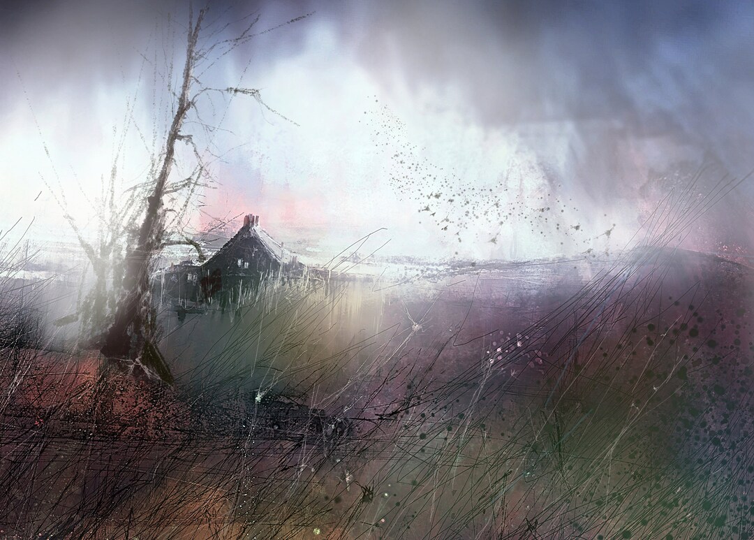Spooky House on the Marsh Giclee Print Windswept Landscape Semi ...