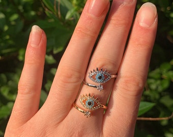 Adjustable Evil Eye Band Ring - Etsy