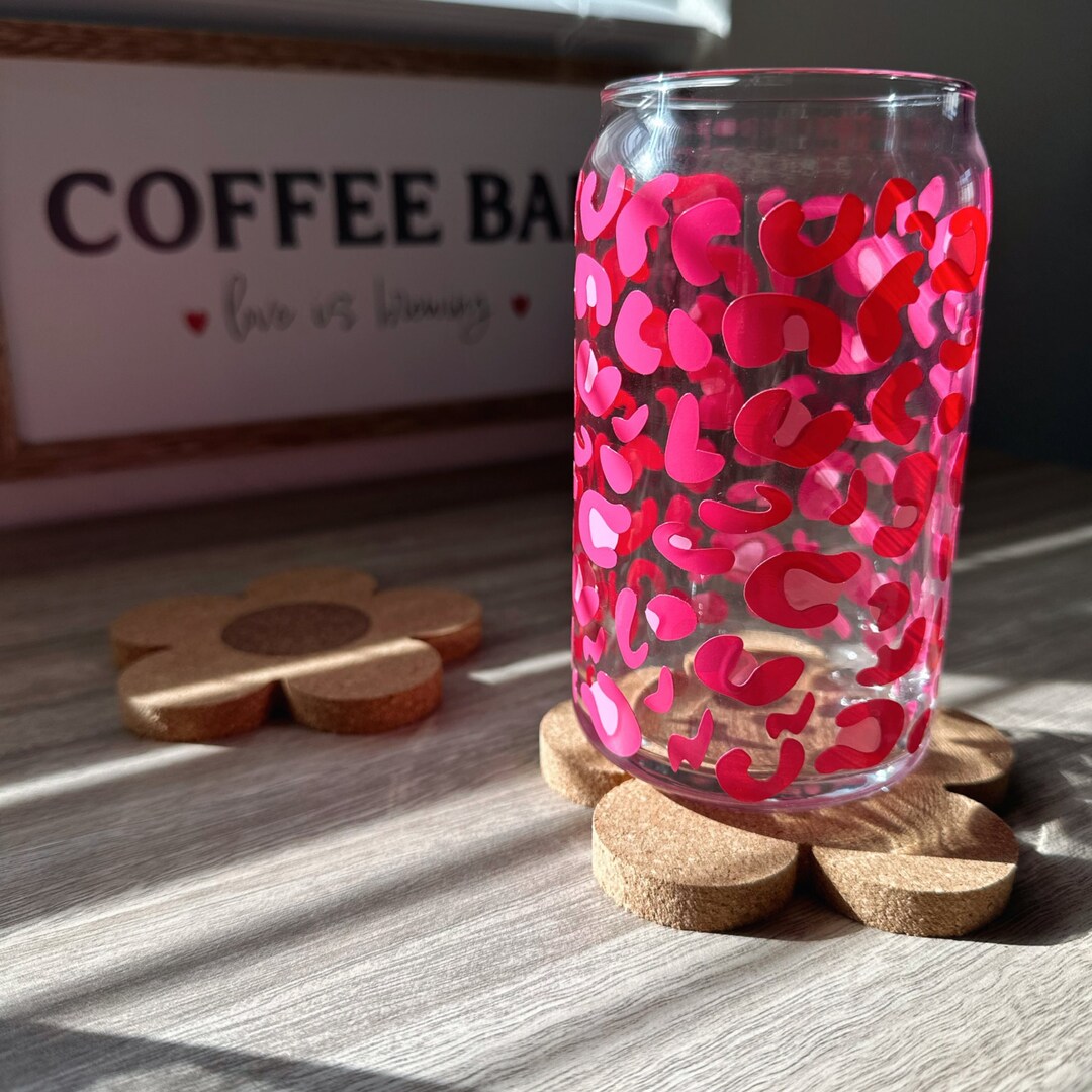 Cheetah Print Glass Cup, Leopard Print Cup, Pink Cheetah Cup, Pink ...