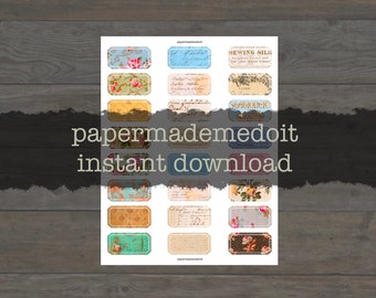 Printable Labels - Writing Paper Labels - Journal Supplies - Digital ...